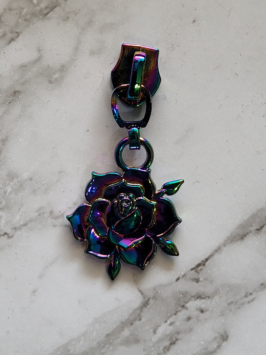 Bulk Buy Rose #5 Zipper Pulls, Rainbow, Gunmetal, Light Gold, Chrome ...